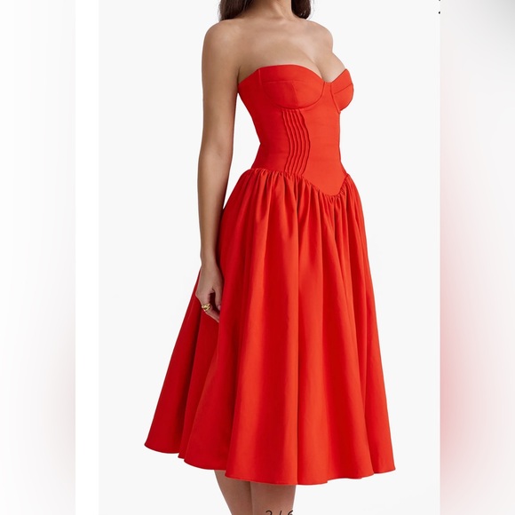 House of CB | Dresses | House Of Cb Elizabeth Red Strapless Corset Fit ...
